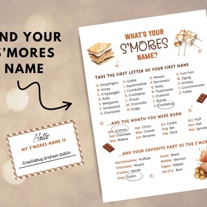 What’s Your S’mores Name, Printable Name Game, S’mores Name Game, Name ...