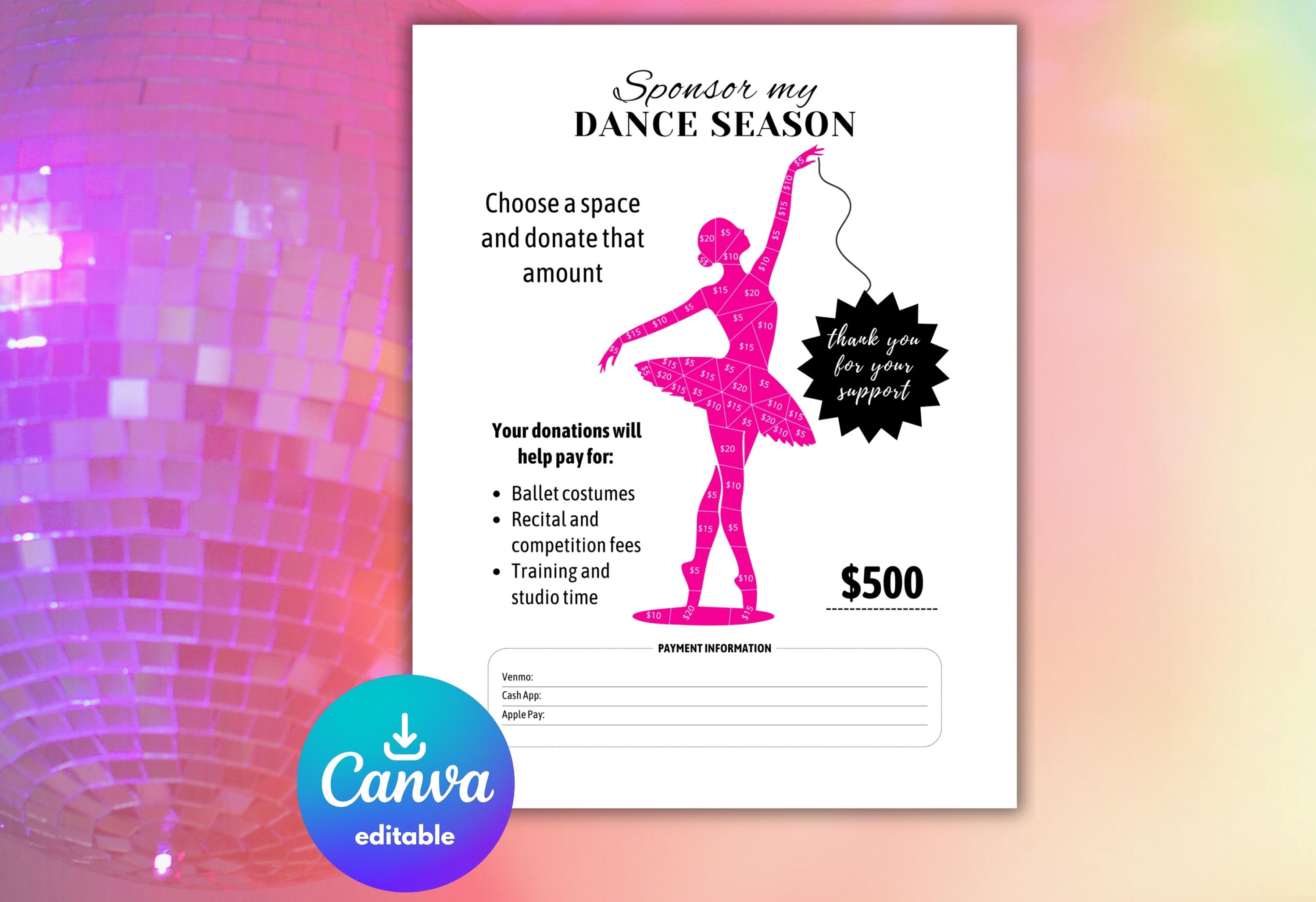 Editable Ballet Fundraiser Template, Sponsor My Dance Season Fundraiser ...