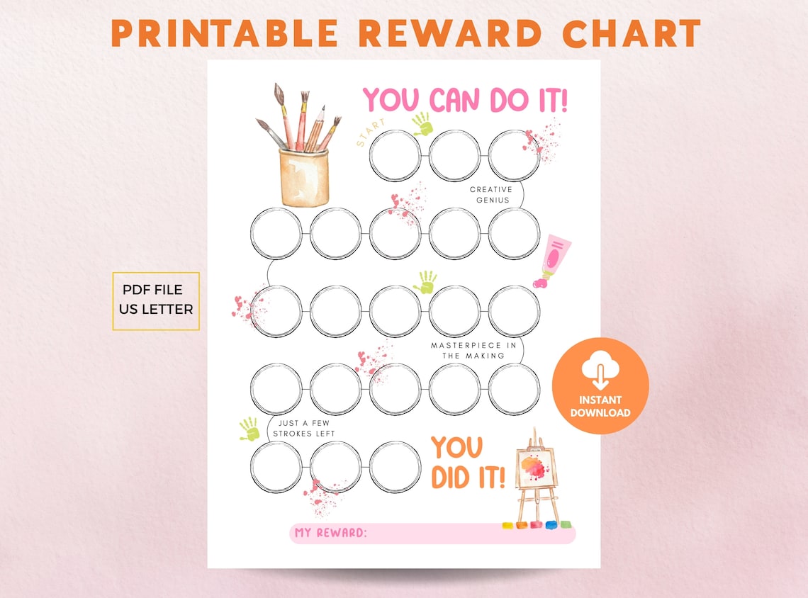 Kids Reward Chart Printable, Reward System, Art Gallery Behavior Reward ...