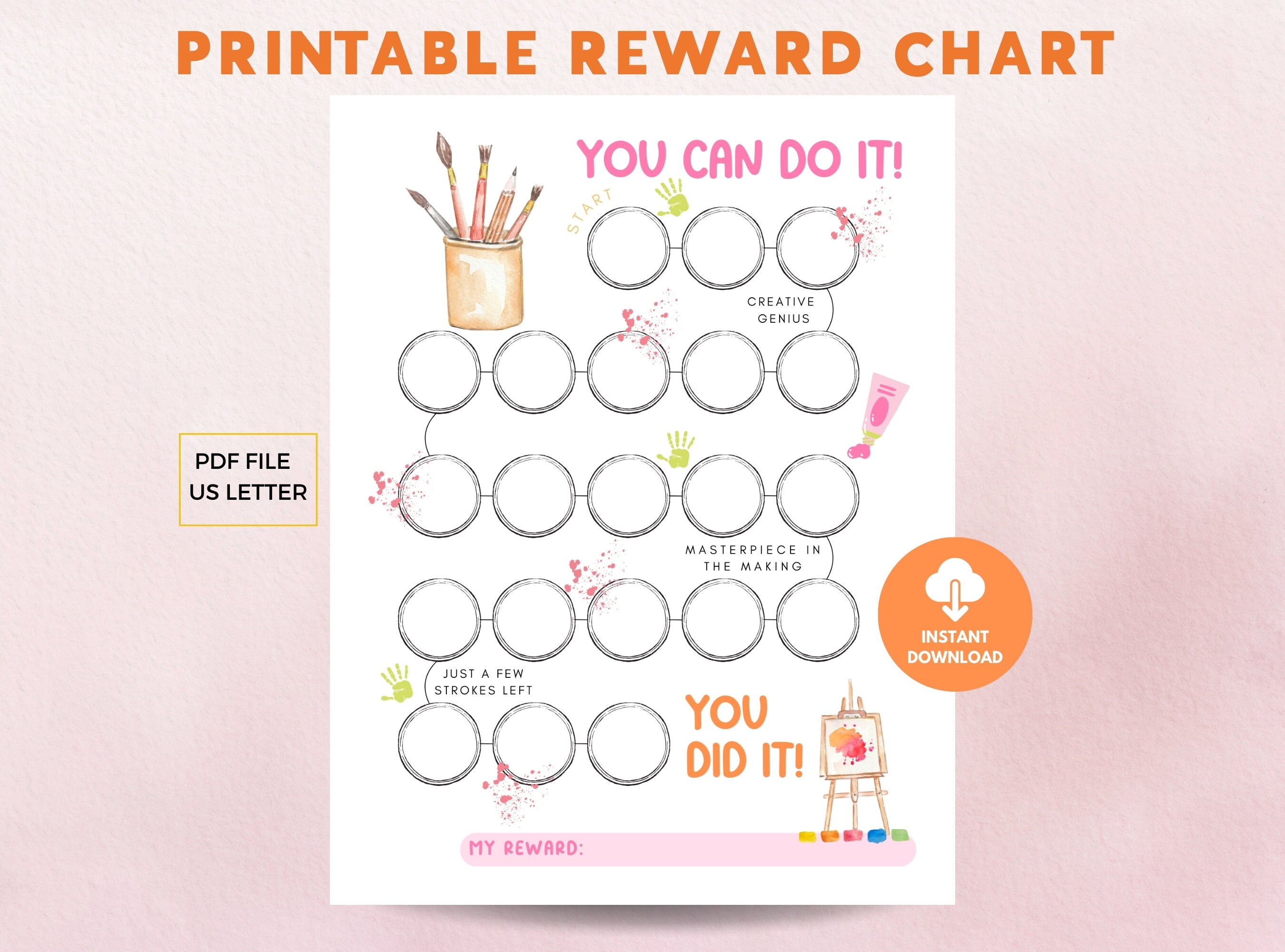 Kids Reward Chart Printable, Reward System, Art Gallery Behavior Reward ...