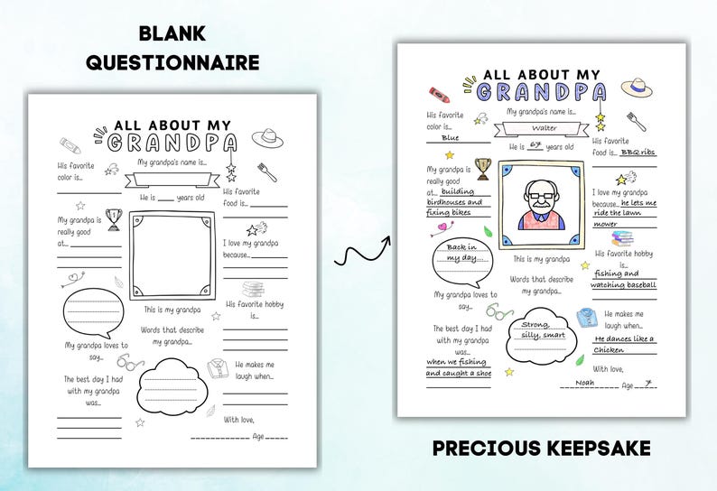 All About My Grandpa Printable, Grandpa Coloring Sheet for Kids ...