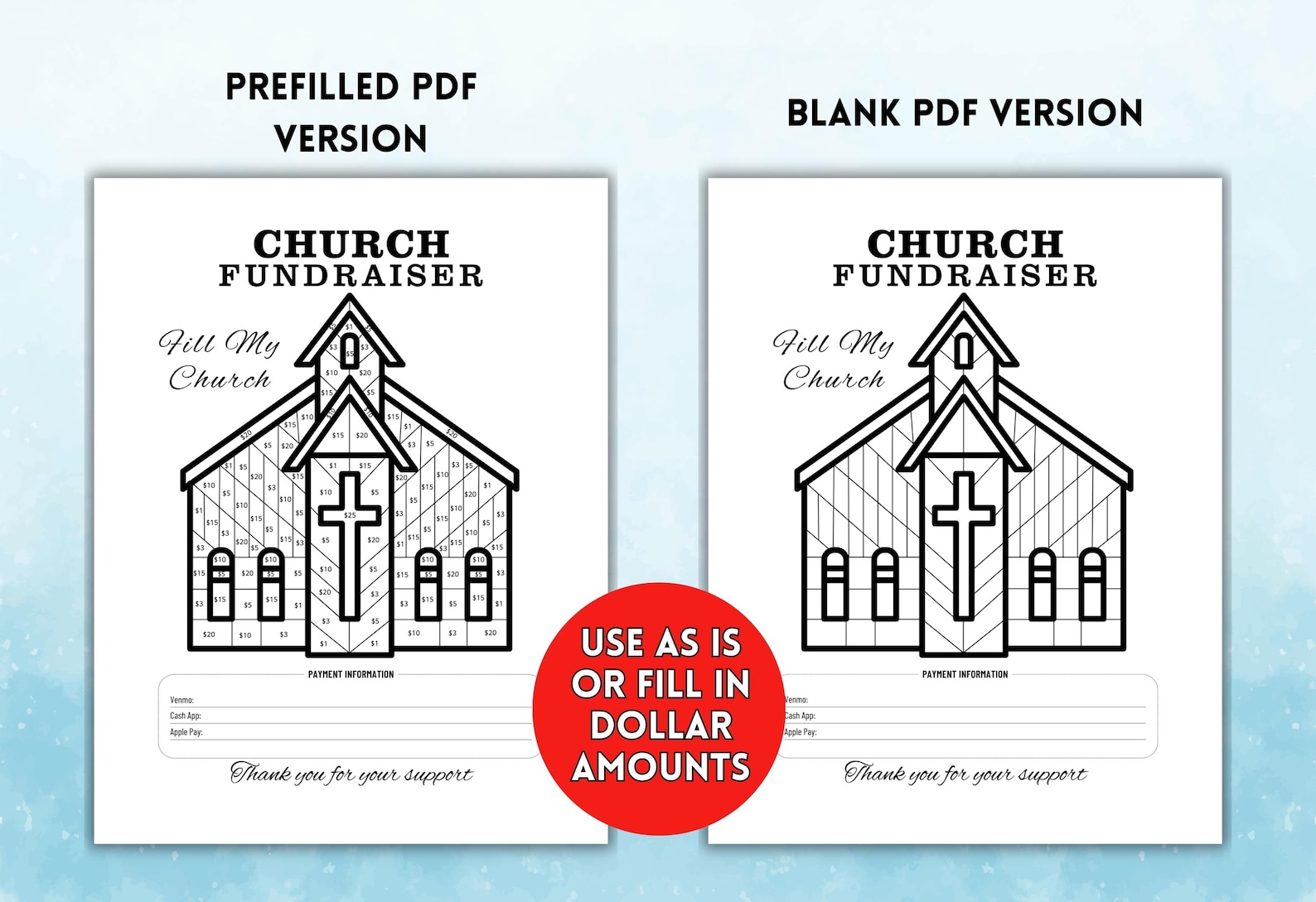 Editable Church Fundraiser Template, Fill My Church Fundraising Sheet ...