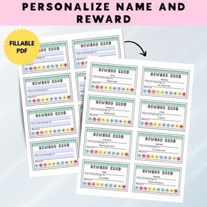 Printable Kid Reward Punch Cards, Reward System, Classroom Rewards ...