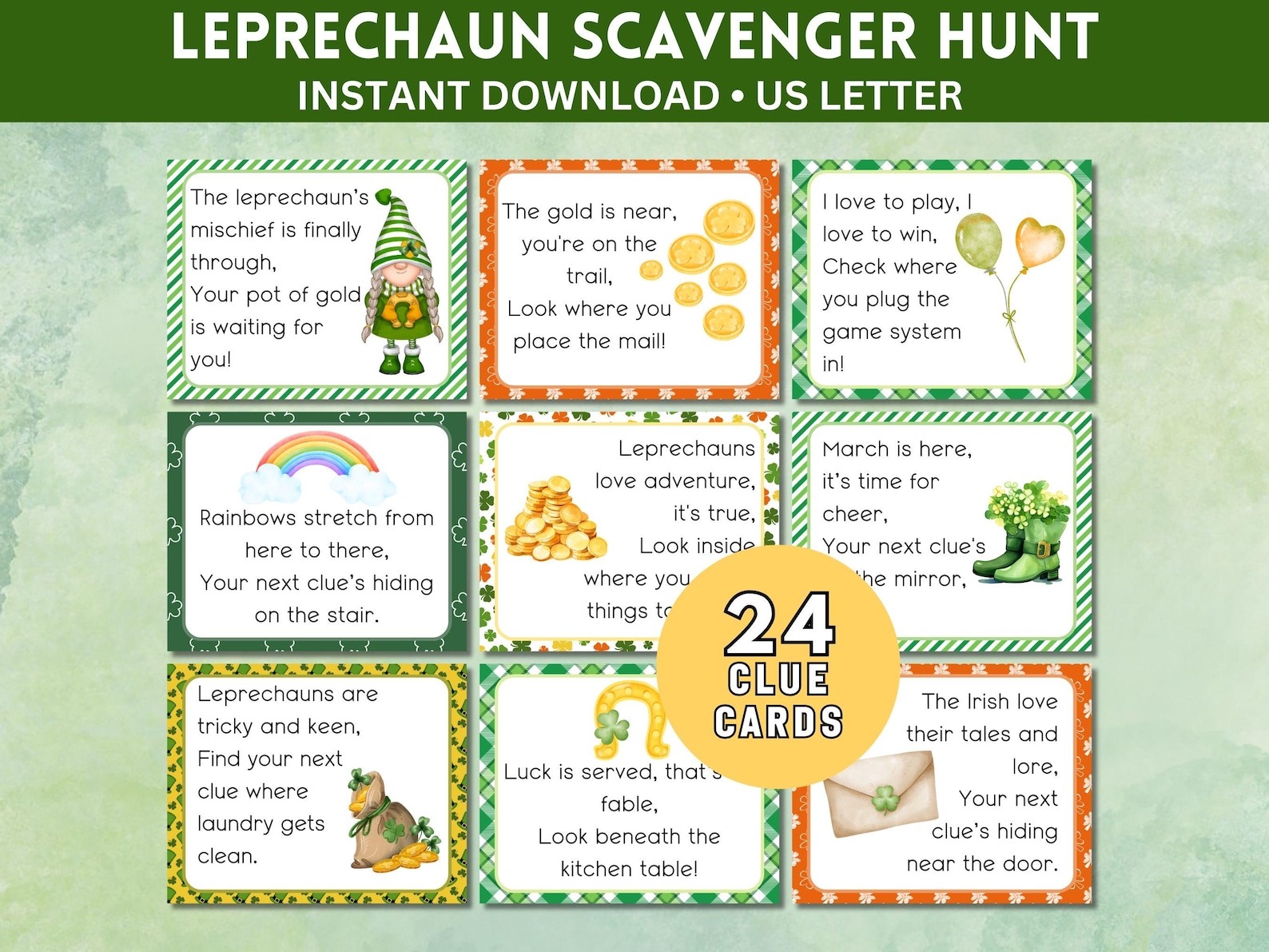 Leprechaun Treasure Hunt, St. Patrick’s Day Scavenger Hunt, Leprechaun ...