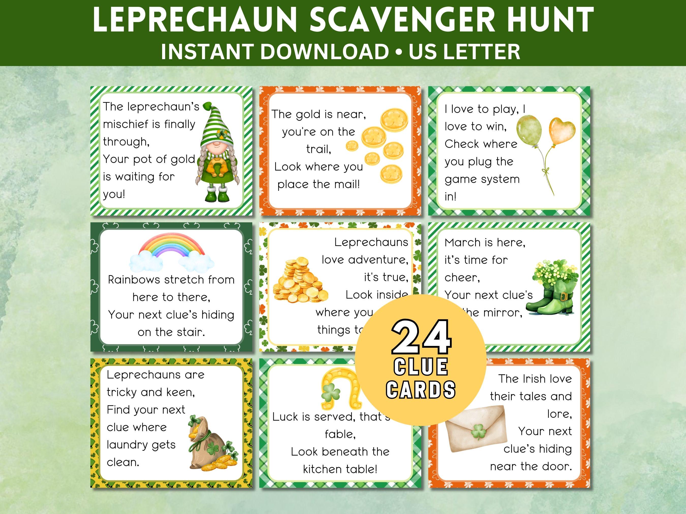 Leprechaun Treasure Hunt, St. Patrick’s Day Scavenger Hunt, Leprechaun ...