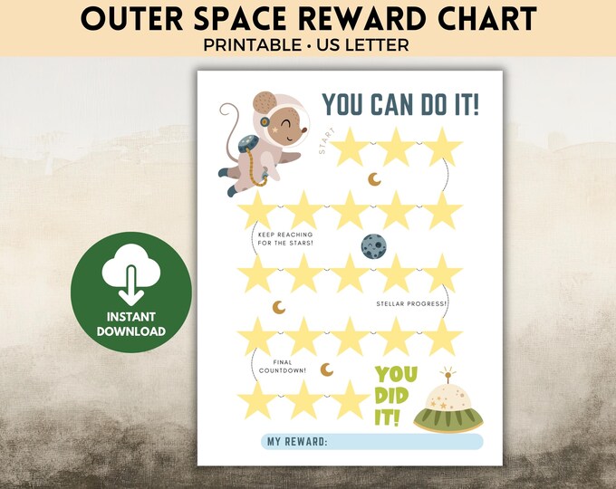 Editable Space Reward Chart Printable Behavior Chart Daily Chore Chart ...