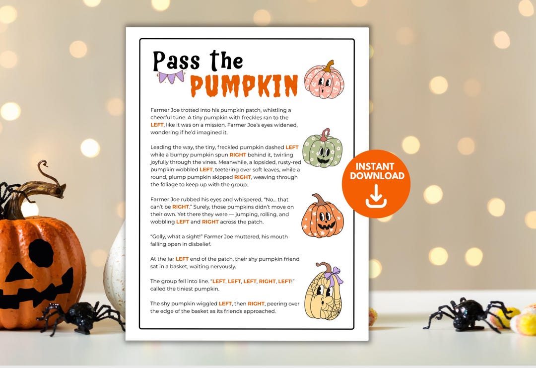 Pass the Pumpkin Game, Left Right Pumpkin Game Printable, Pass the ...