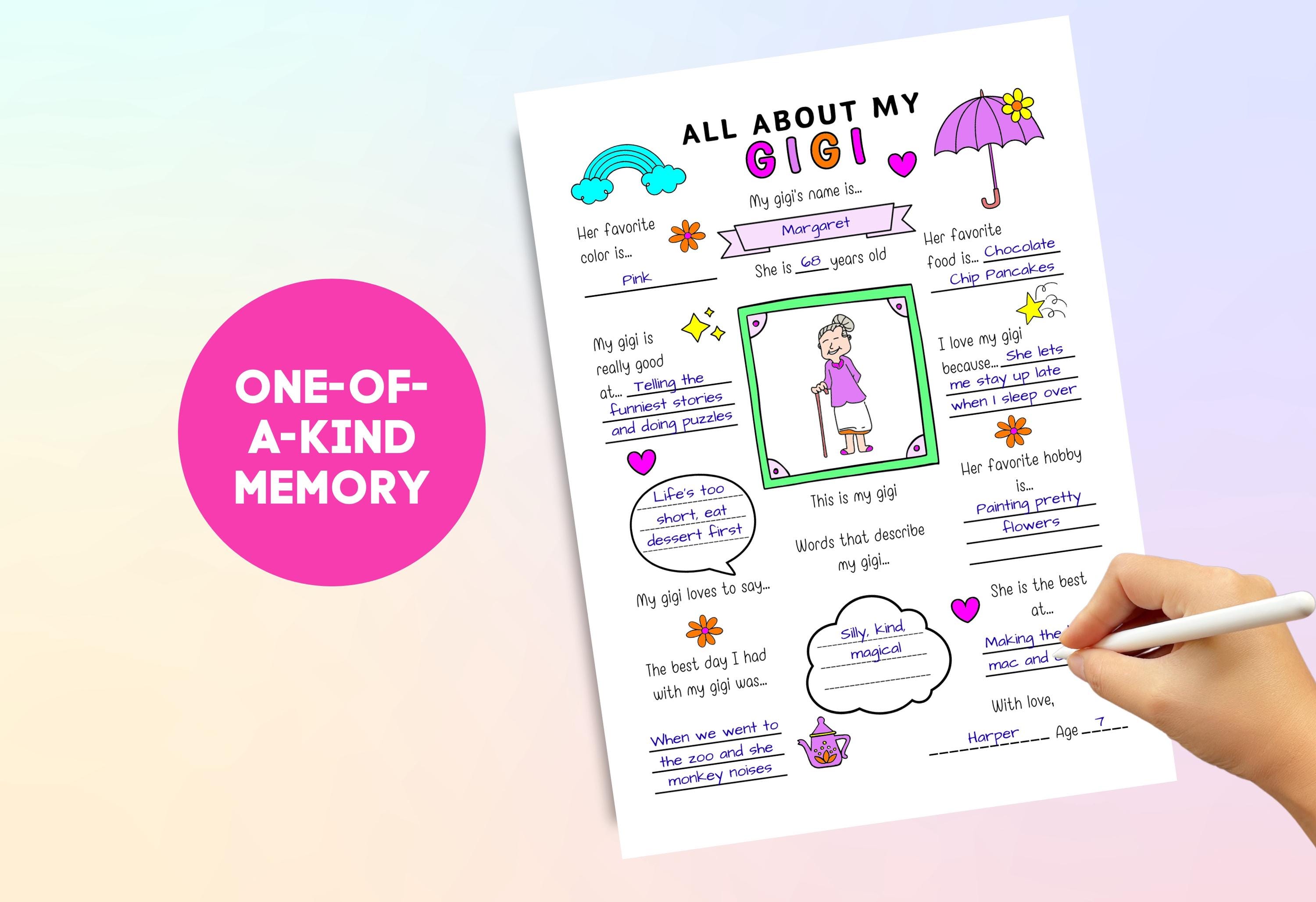 All About My Gigi Printable, Gigi Fill in the Blank, All About Gigi ...