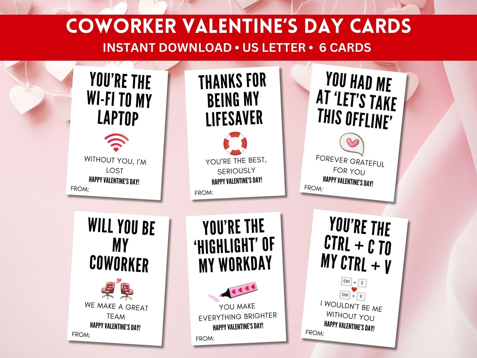 Coworker Valentines Day Card, Printable Valentines for Work, Office ...