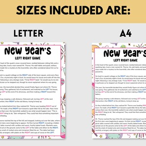 New Year’s Left Right Game, Printable New Year’s Eve Left Right Story ...