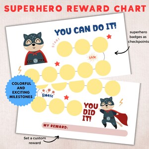 Kids Reward Chart, Star Chart, Superhero Printable, Behavior Chart for ...