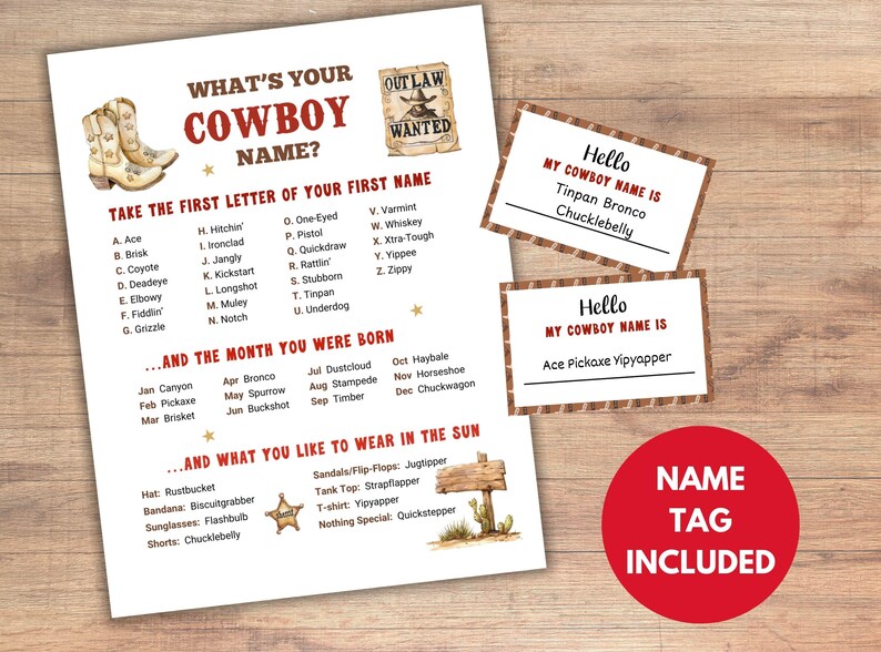 What’s Your Cowboy Name, Printable Name Game, Cowboy Name Game, Western ...