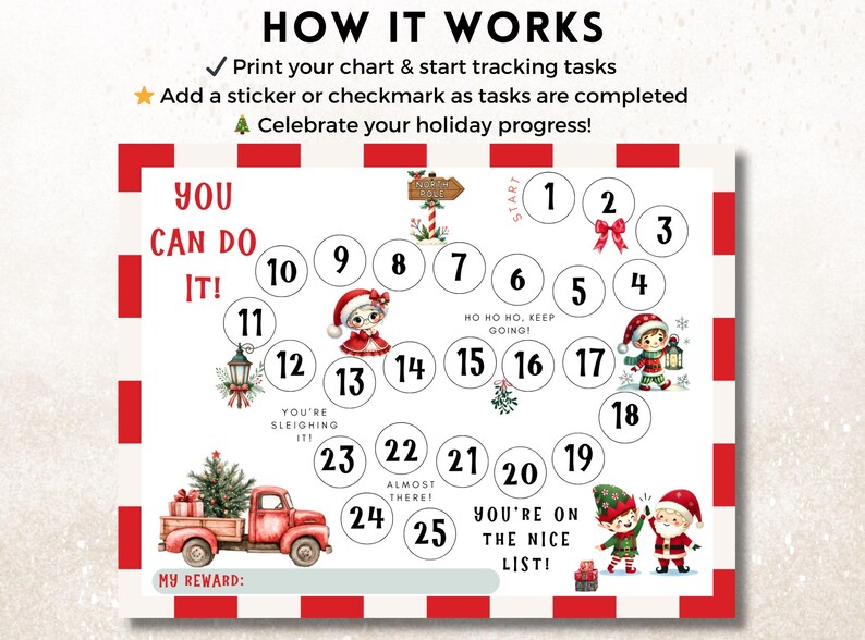 Printable Christmas Reward Chart, Toddler Reward Chart, Christmas ...