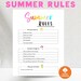 Editable Summer Rules for Kids, Screen Time Rules, Kids Summer Schedule ...