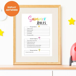 Editable Summer Rules for Kids, Screen Time Rules, Kids Summer Schedule ...