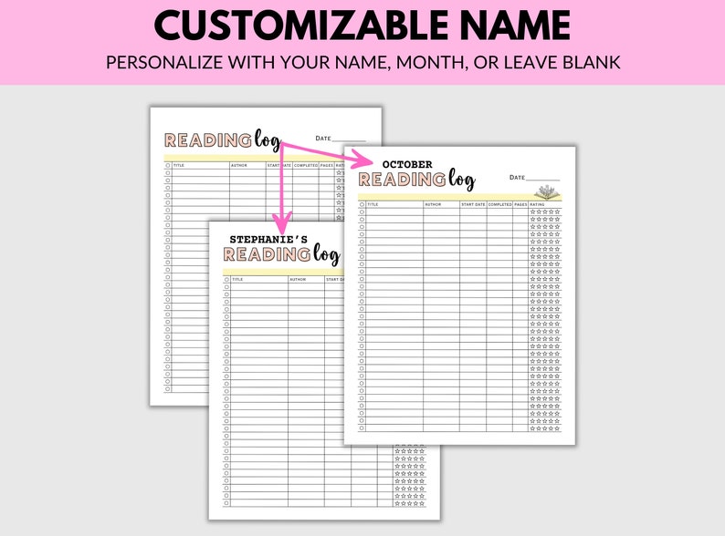 Reading Log Printable | Fillable Tracker | Book Log | Bookshelf Tracker ...