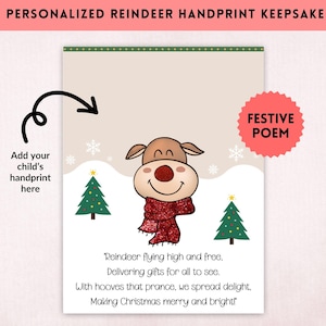 Reindeer Handprint Art, Christmas Handprint Craft Printable, Reindeer ...