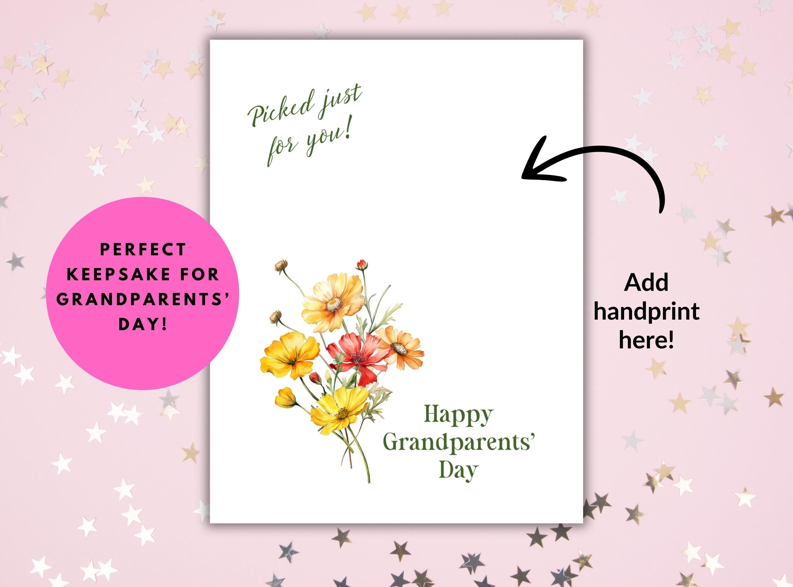 Grandparents Day Handprint Craft, Printable Handprint Flower Craft ...