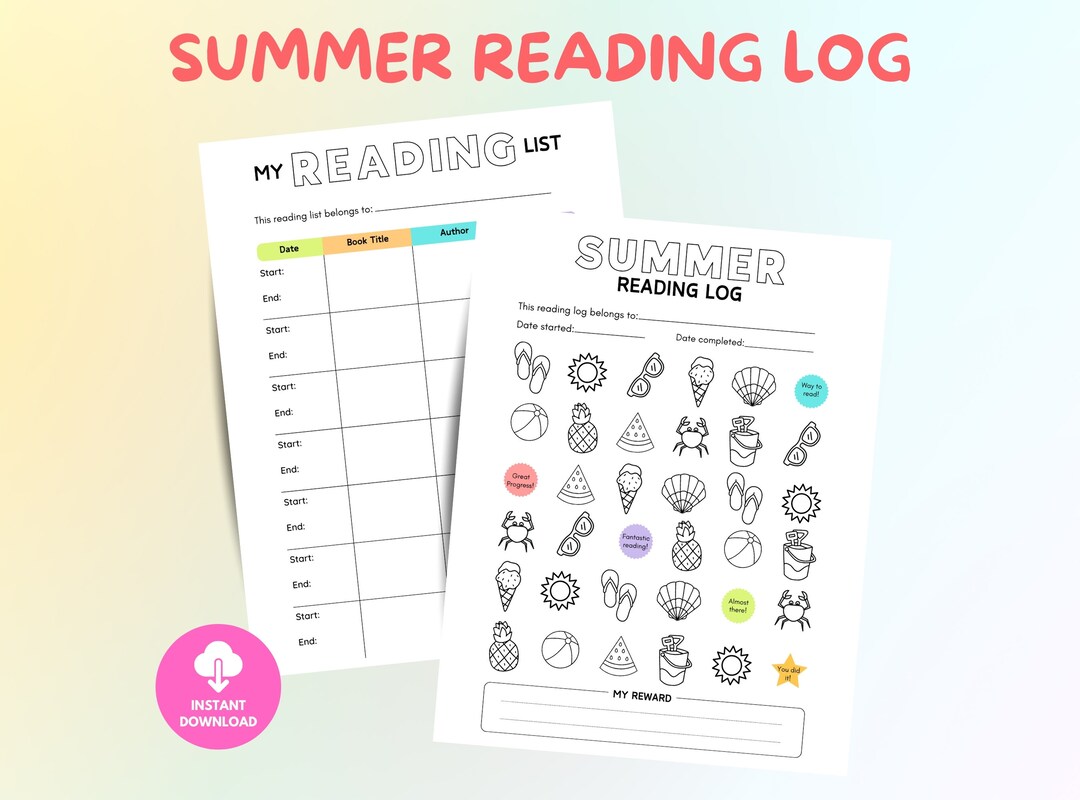Kids Summer Reading Log, Summer Reading Challenge, Summer Calendar ...