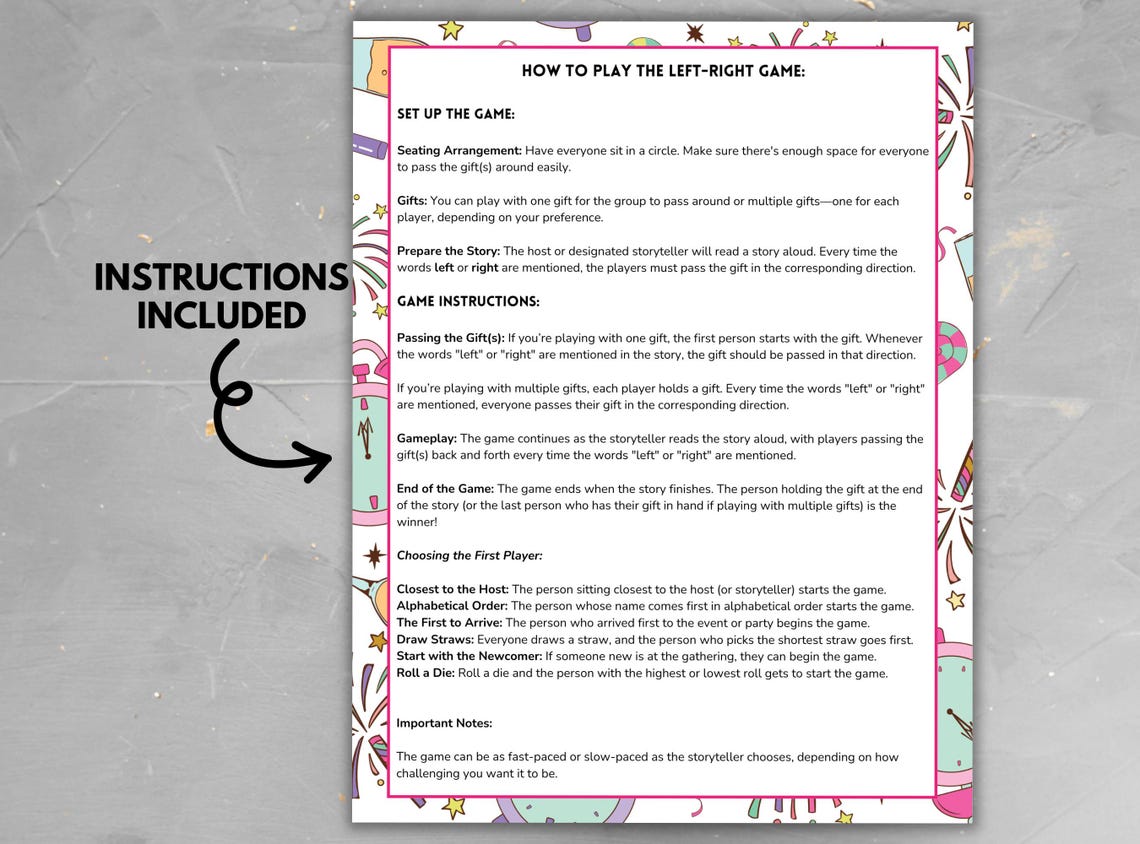 New Year's Eve Left Right Game, NYE Pass the Prize Game, Printable Gift ...