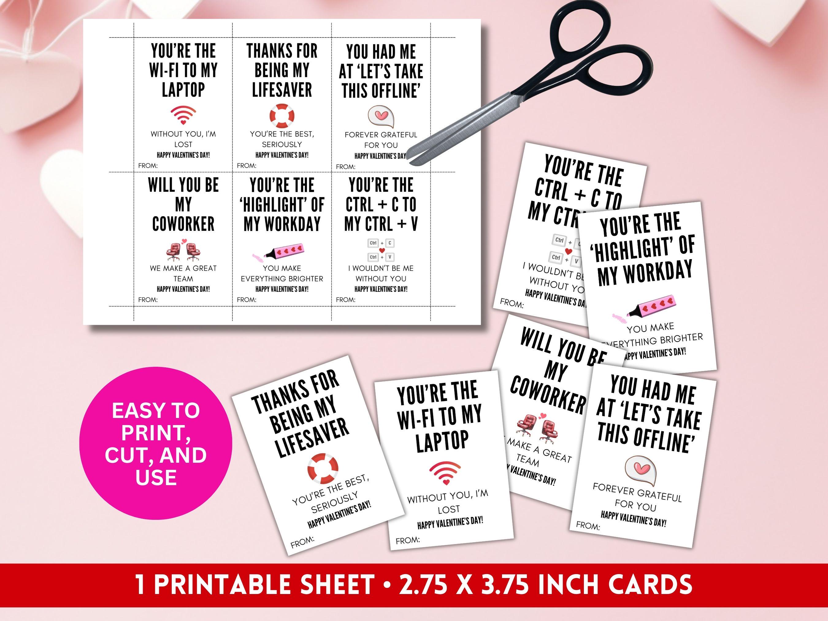 Coworker Valentine’s Day Card, Printable Valentines for Work, Office ...