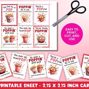 Popcorn Valentines Card Printable, Popcorn Valentines for Kids, Popcorn ...