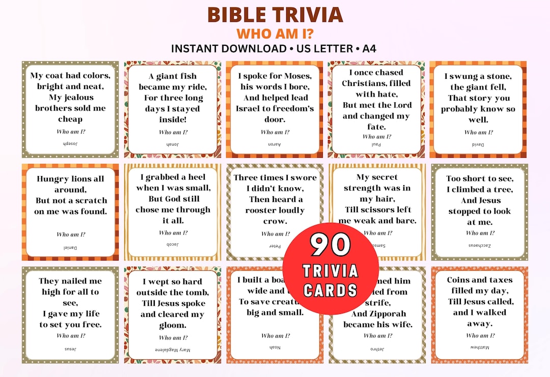 Bible Who Am I Trivia Game, Bible Characters Trivia Questions, Bible ...