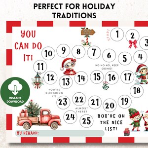 Printable Christmas Reward Chart, Toddler Reward Chart, Christmas ...
