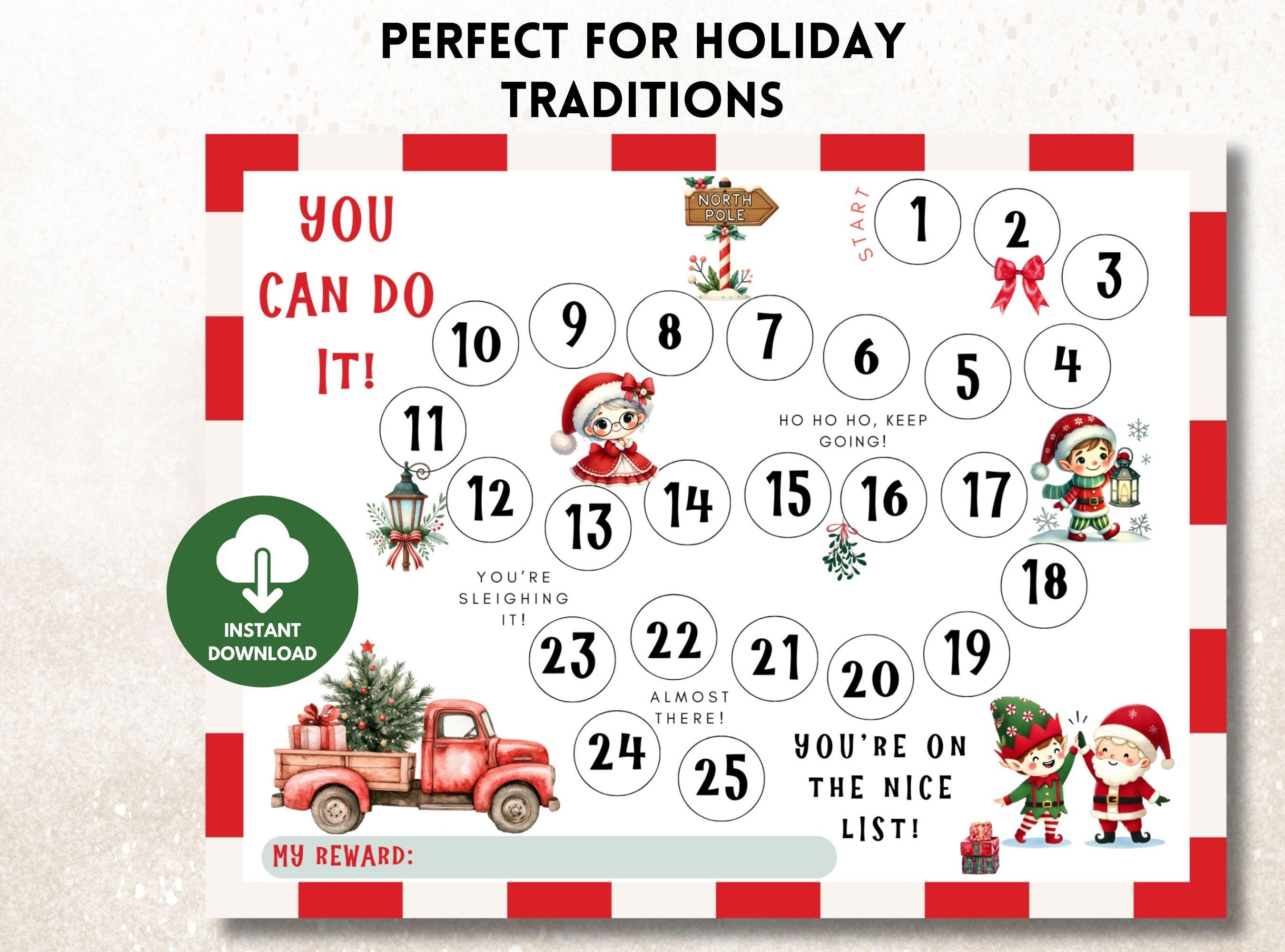 Printable Christmas Reward Chart, Toddler Reward Chart, Christmas ...