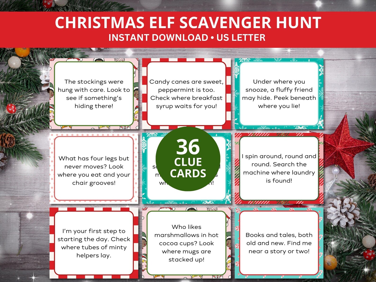 Christmas Elf Scavenger Hunt, Printable Elf Game, Holiday Scavenger ...