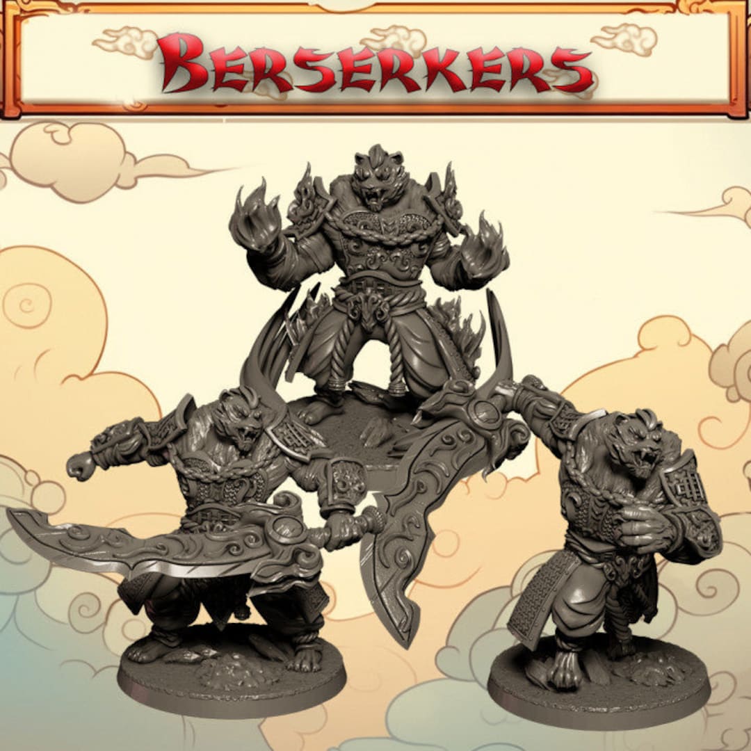 Miniatures Eternal Fangs Tigerfolk Berserkers for Wargames and Tabletop ...