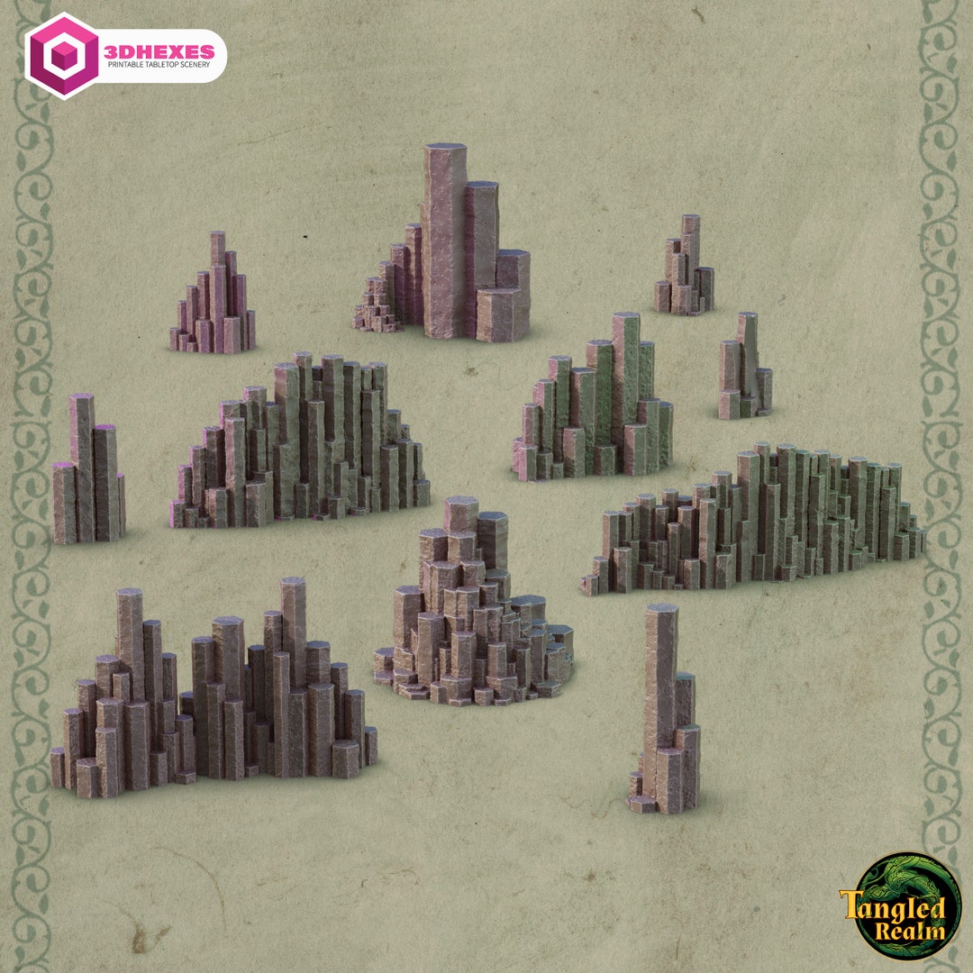 Tangled Realms Tabletop Terrain Basalt Rocks Set - Etsy