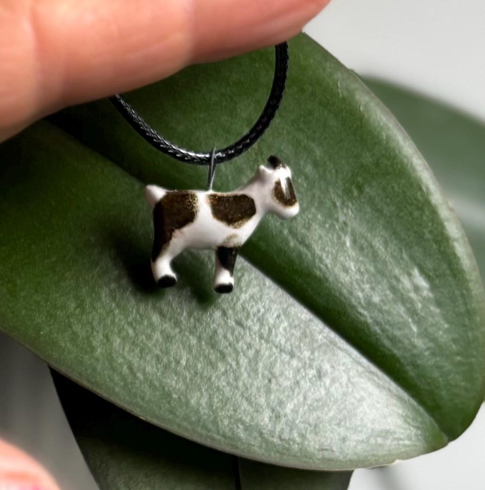 Mini Goat Pottery Necklace, White & Chocolate Brown Glazed. Handmade ...