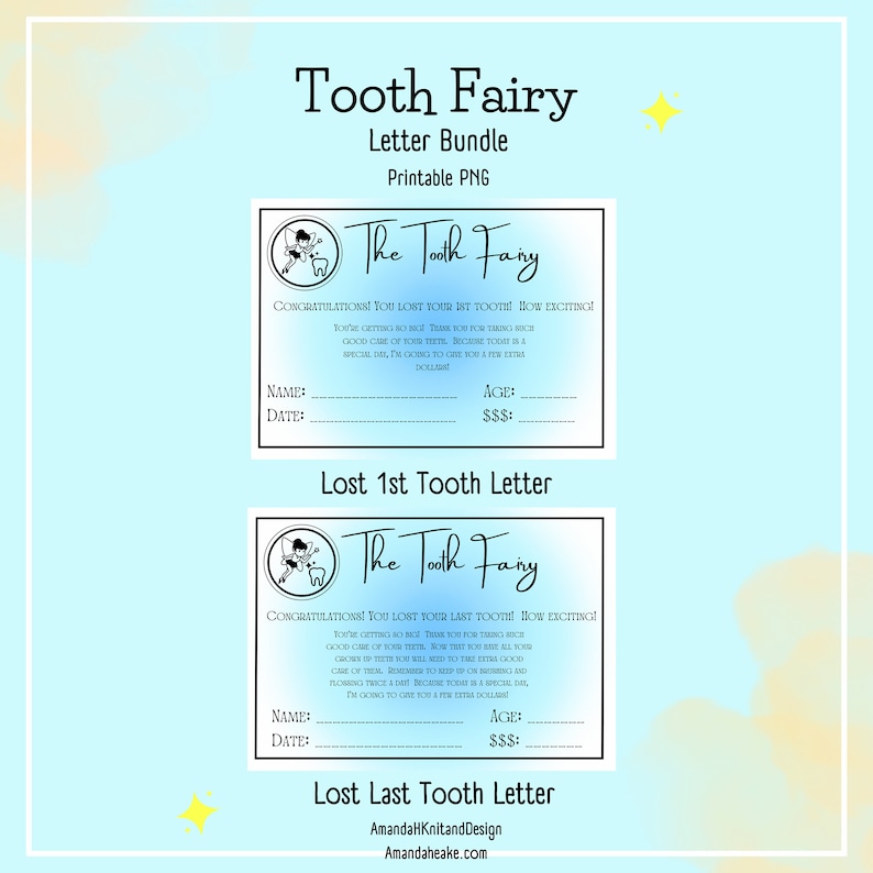 Tooth Fairy Letter Bundle - Blue - Etsy