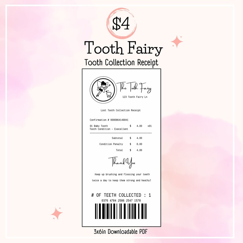 Tooth Fairy Letter - Receipt - Etsy