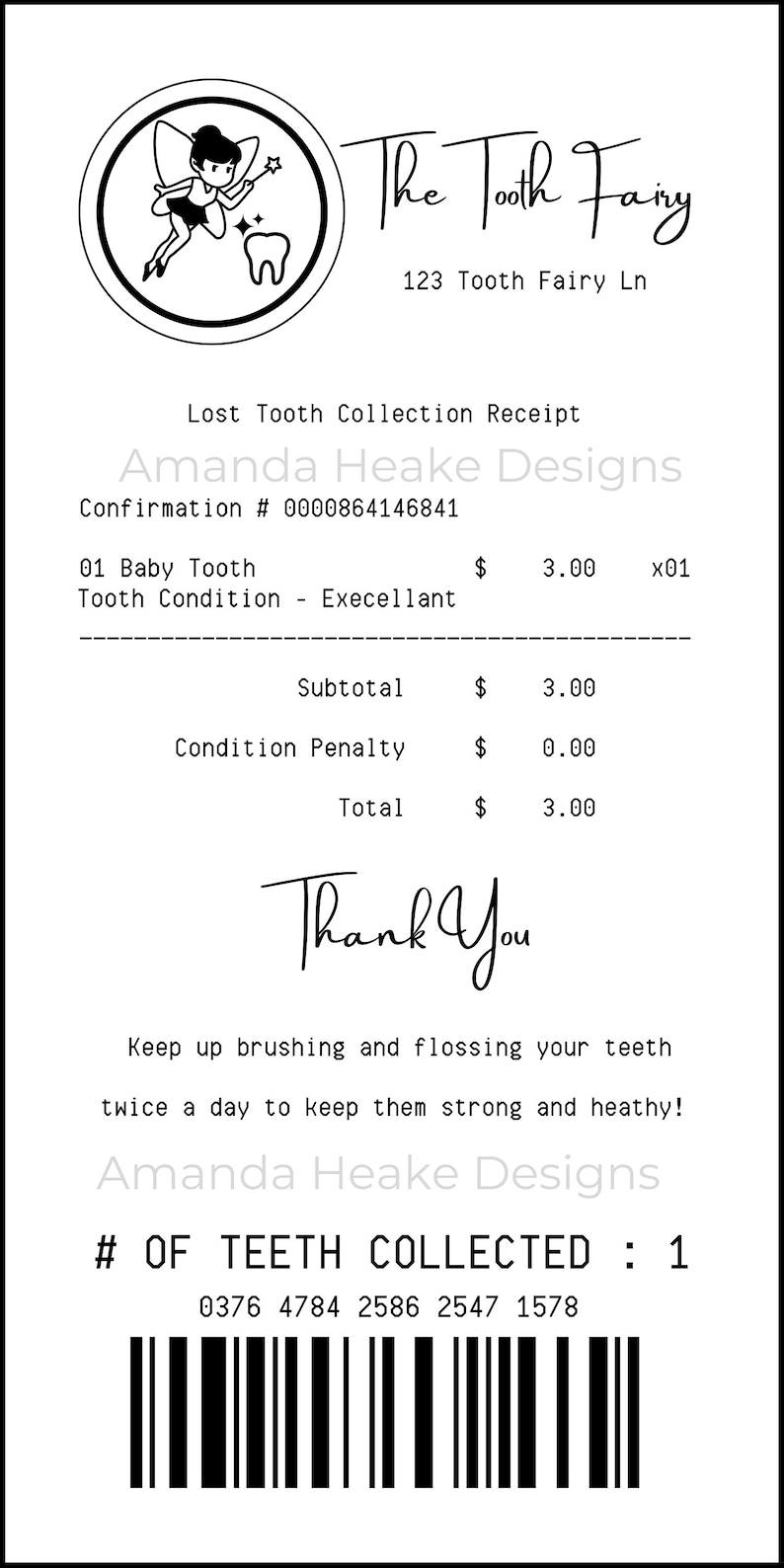 Tooth Fairy Letter - Receipt - Etsy