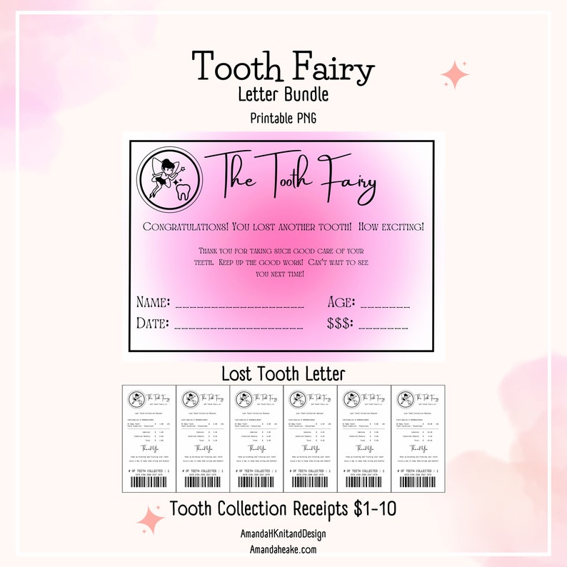 Tooth Fairy Letter Bundle - Pink - Etsy