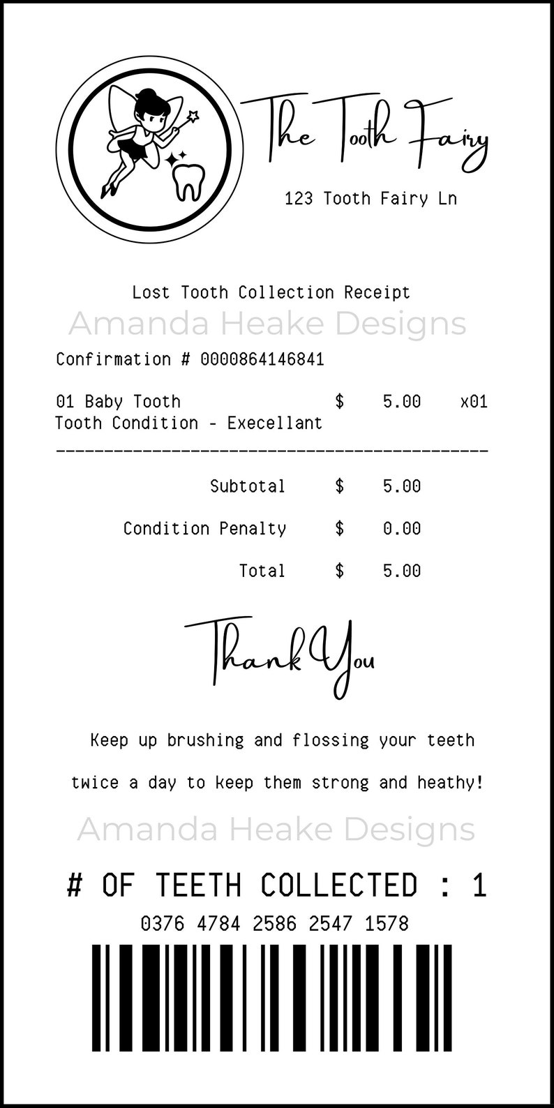 Tooth Fairy Letter - Receipt - Etsy