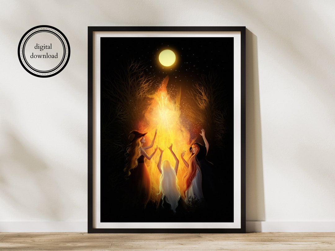 Witches Sabbath Fire Printable Art Halloween Coven Digital - Etsy