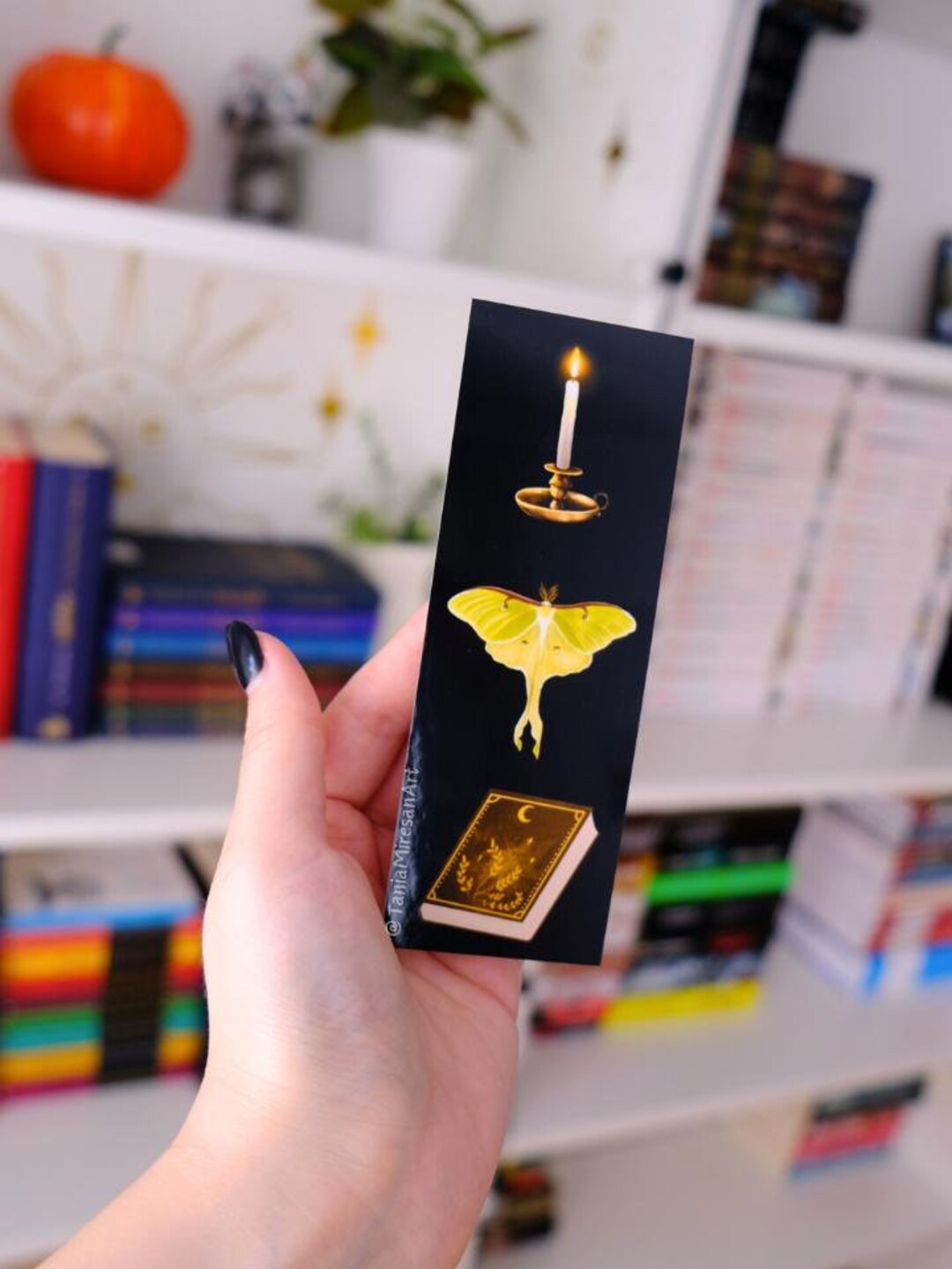 Luna Moth Laminated Glossy Bookmark, Dark Academia, Halloween Bookmark ...