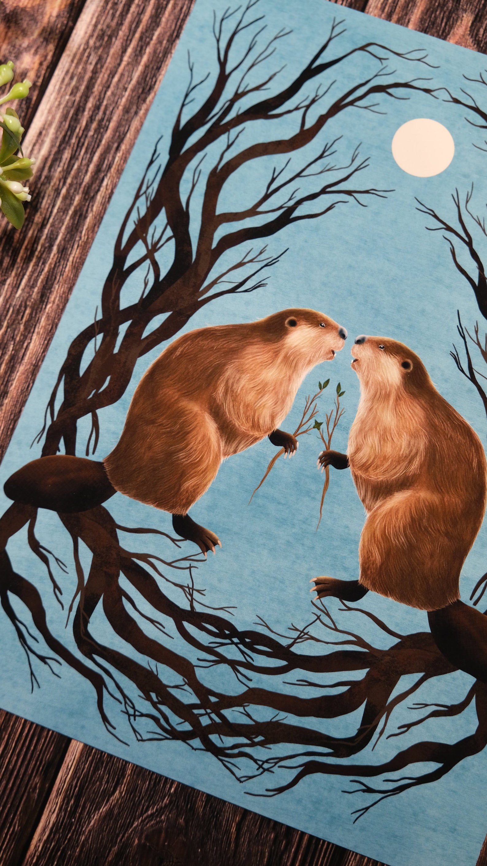 Beaver Couple Fine Art Print, Beaver Wall Decor, Woodland Beaver Print ...