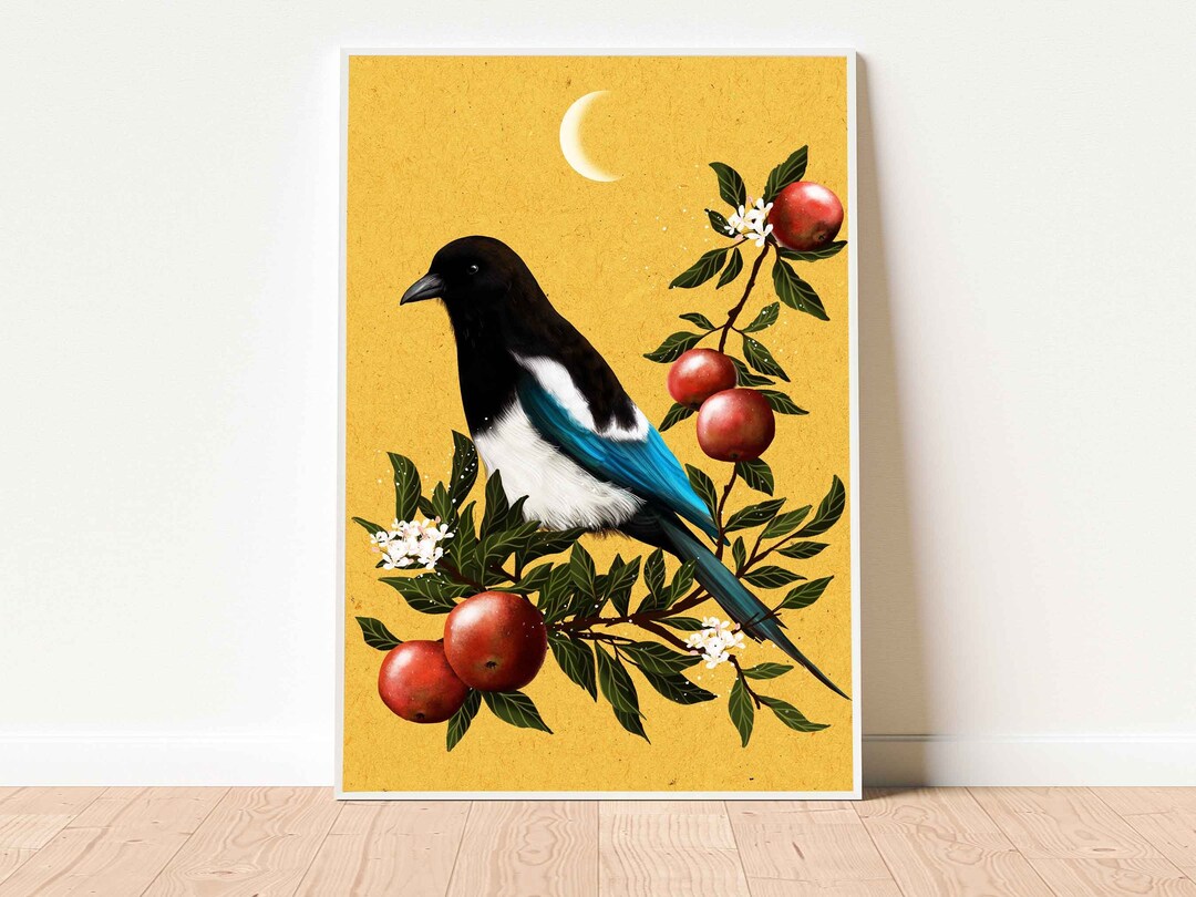 Magpie Fine Art Print, Magpie Wall Art, Magpie Illustration, Bird Home ...