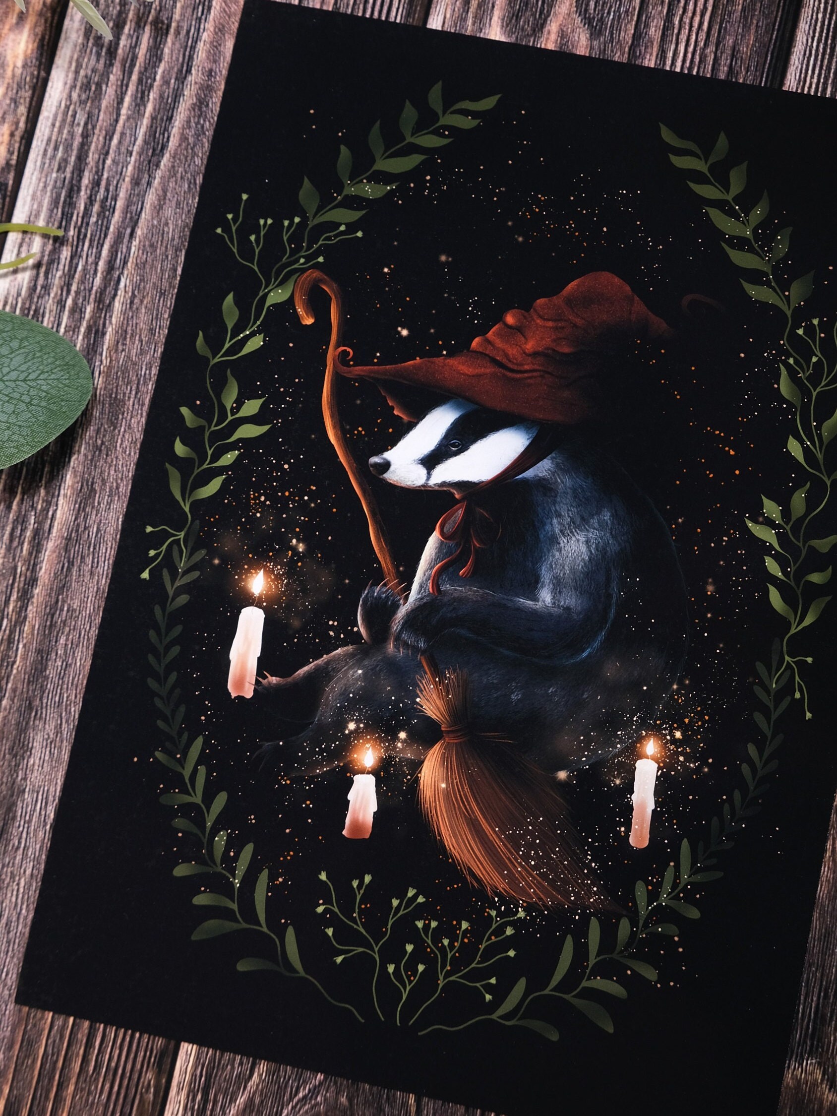 Wizard Badger Fine Art Print, Badger Wall Art, Badger Illustration ...