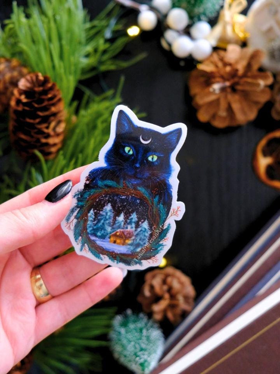 Yule Cat Laminated Glossy Sticker, Giant Christmas Cat, Icelandic ...