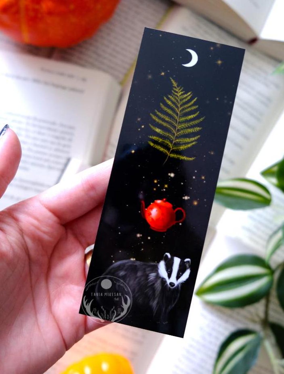 Autumn Badger Bookmark, Halloween Bookmark, Dark Cottagecore, Witchy ...