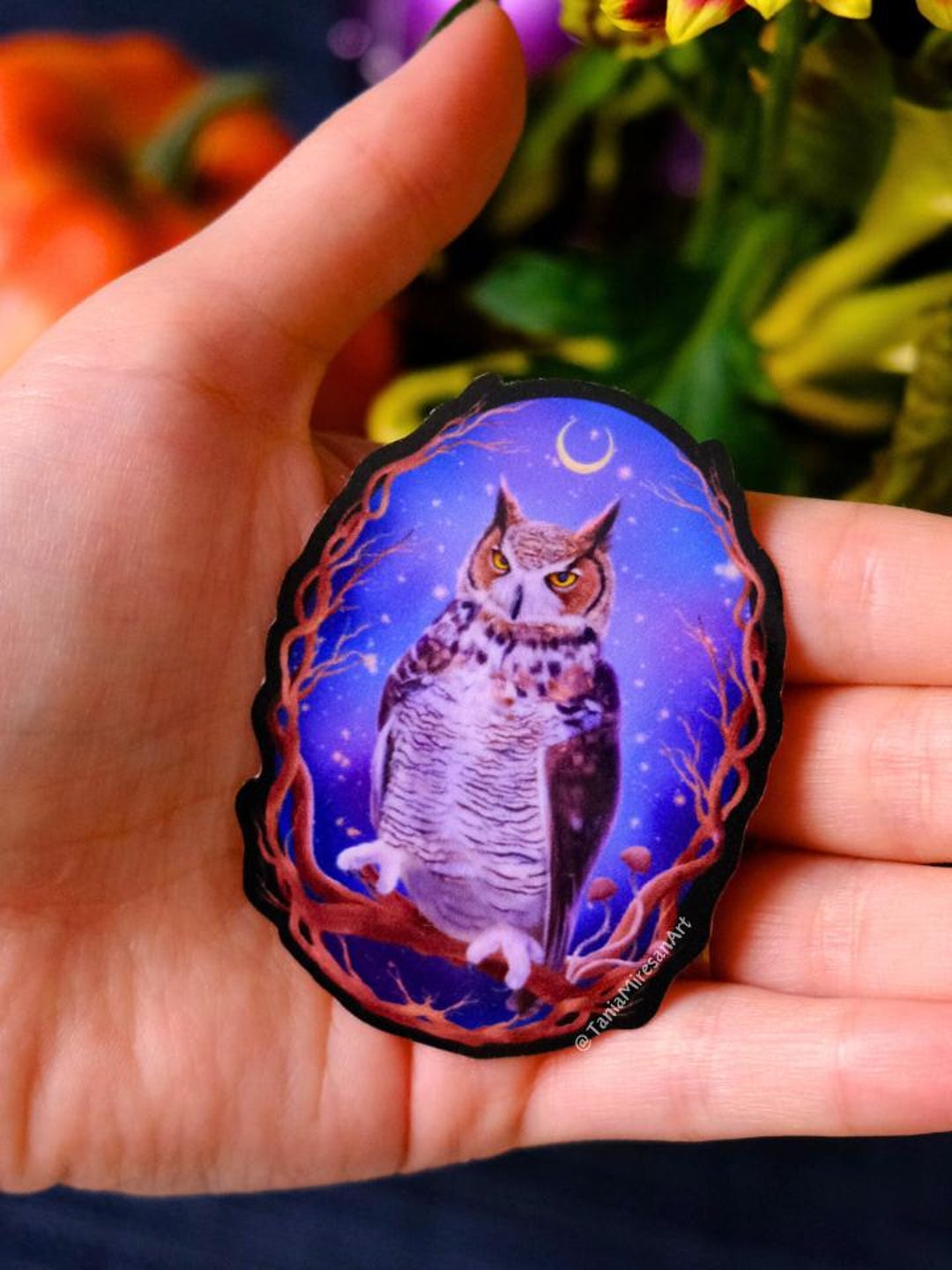 Horned Owl Laminated Glossy Sticker, Magic Owl Sticker, Owl Lover Gift ...