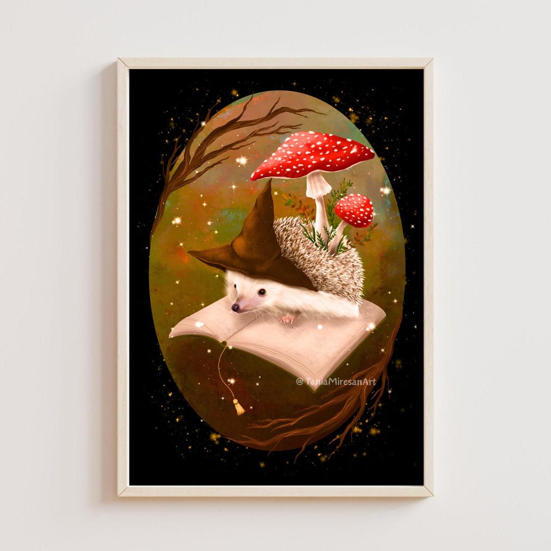 Autumn Hedgehog Fine Art Print, Fall Illustration, Woodland Animal ...