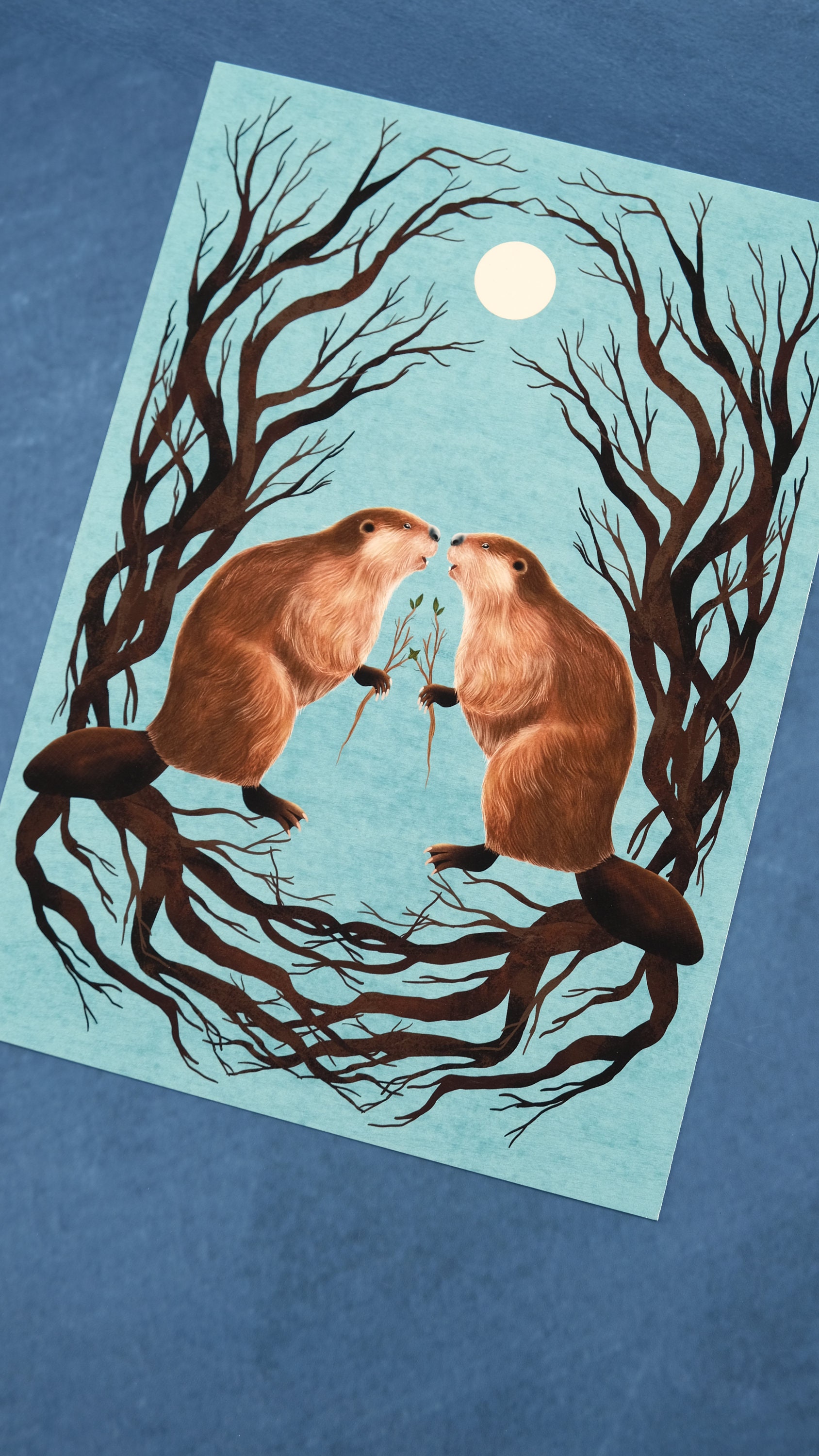 Beaver Couple Fine Art Print, Beaver Wall Decor, Woodland Beaver Print ...