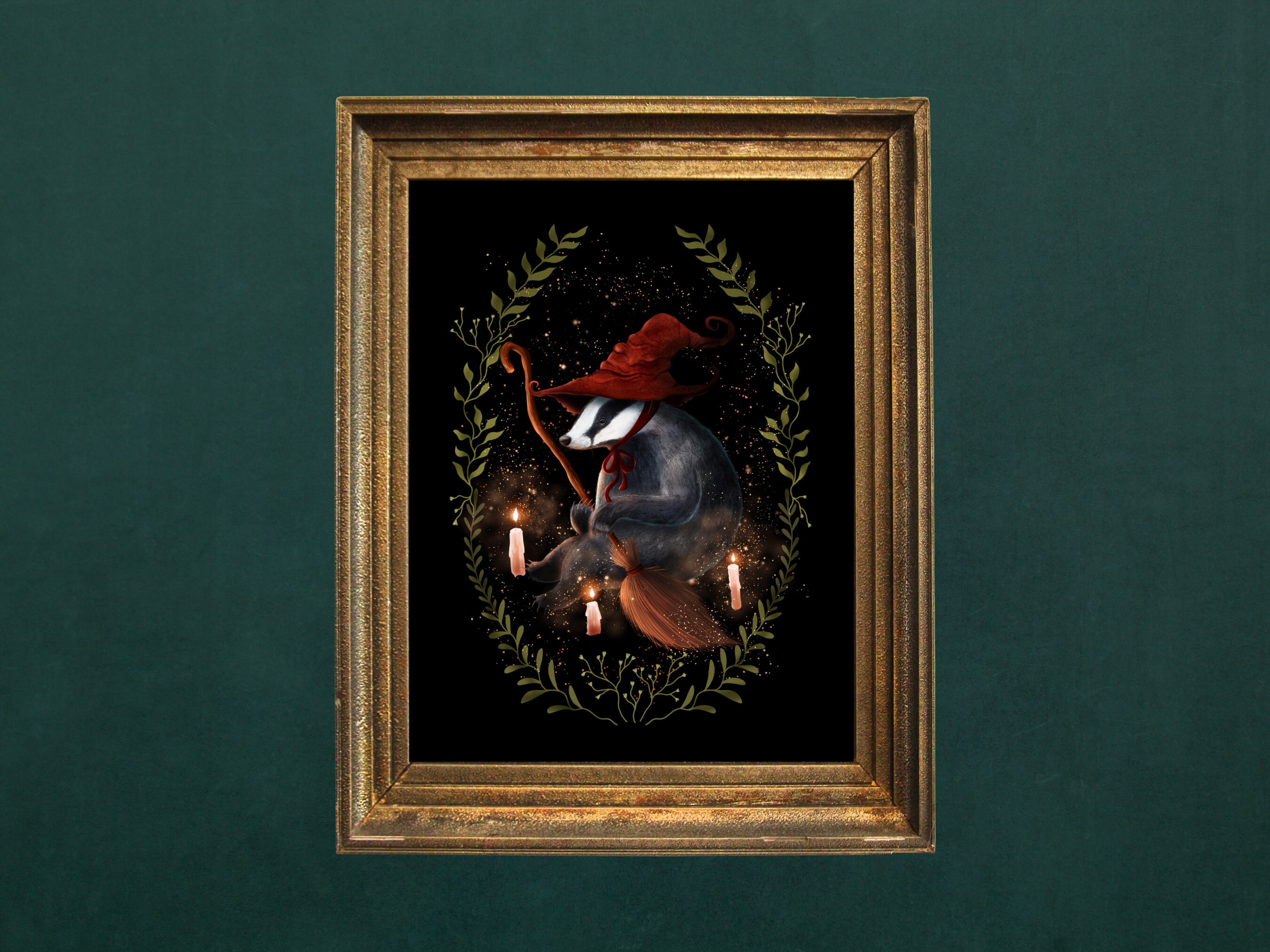 Wizard Badger Fine Art Print, Badger Wall Art, Badger Illustration ...