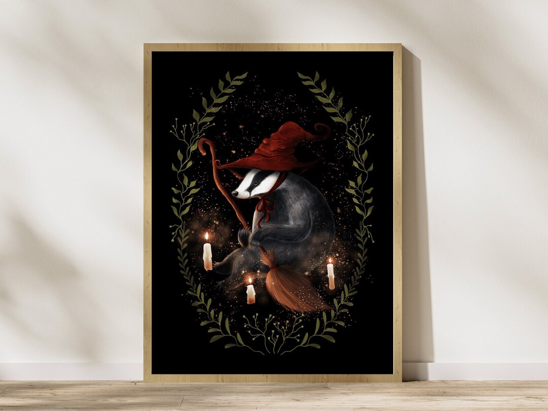 Wizard Badger Fine Art Print, Badger Wall Art, Badger Illustration ...